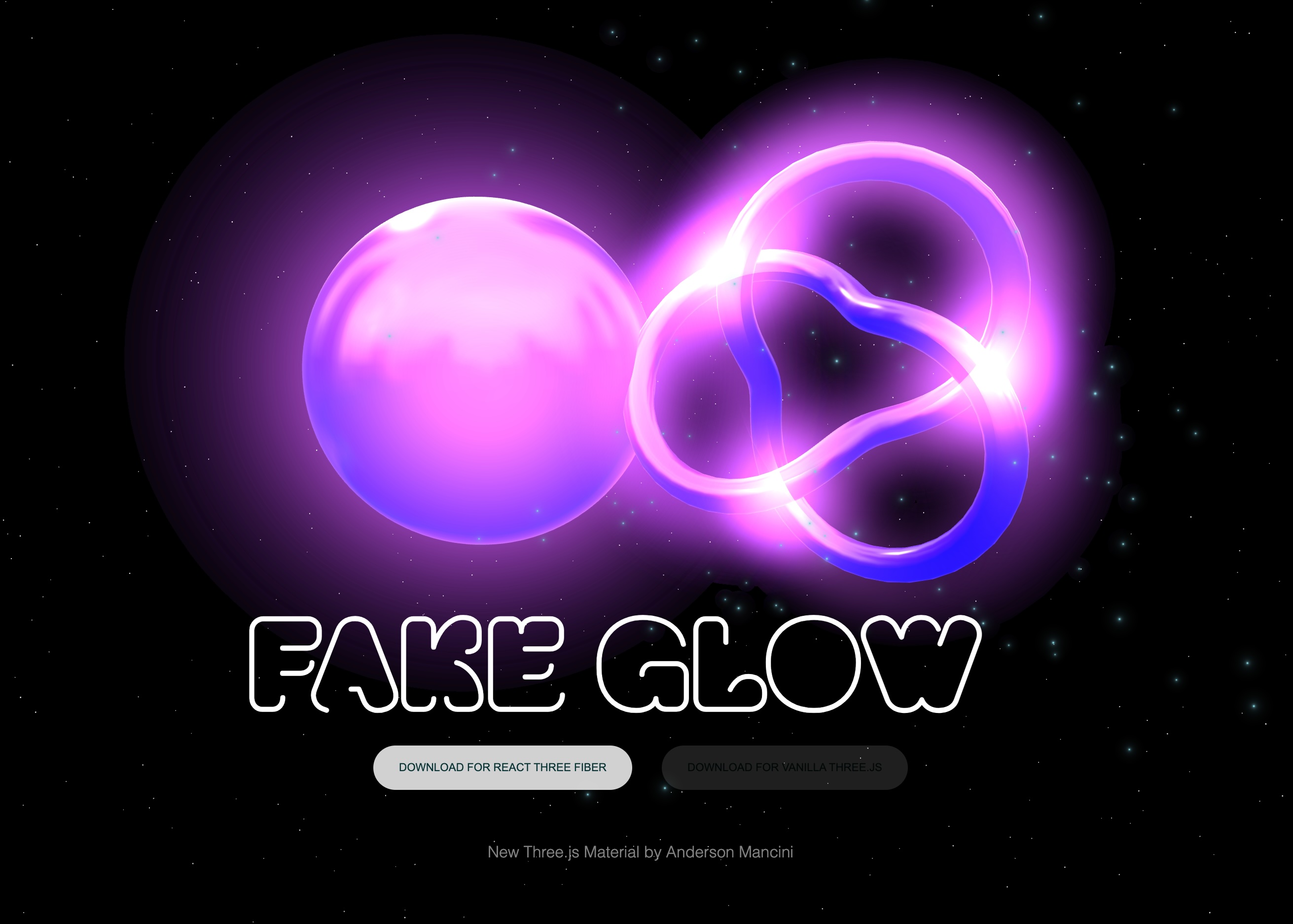 Fake Glow Material for React Three Fiber - By Anderson Mancini